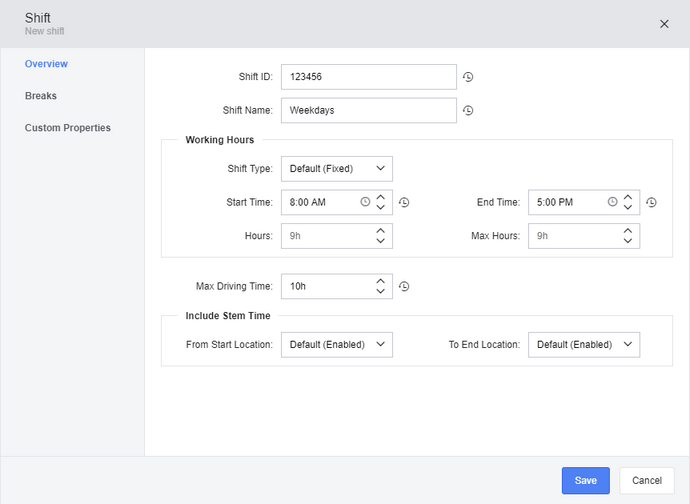 Creating Shifts